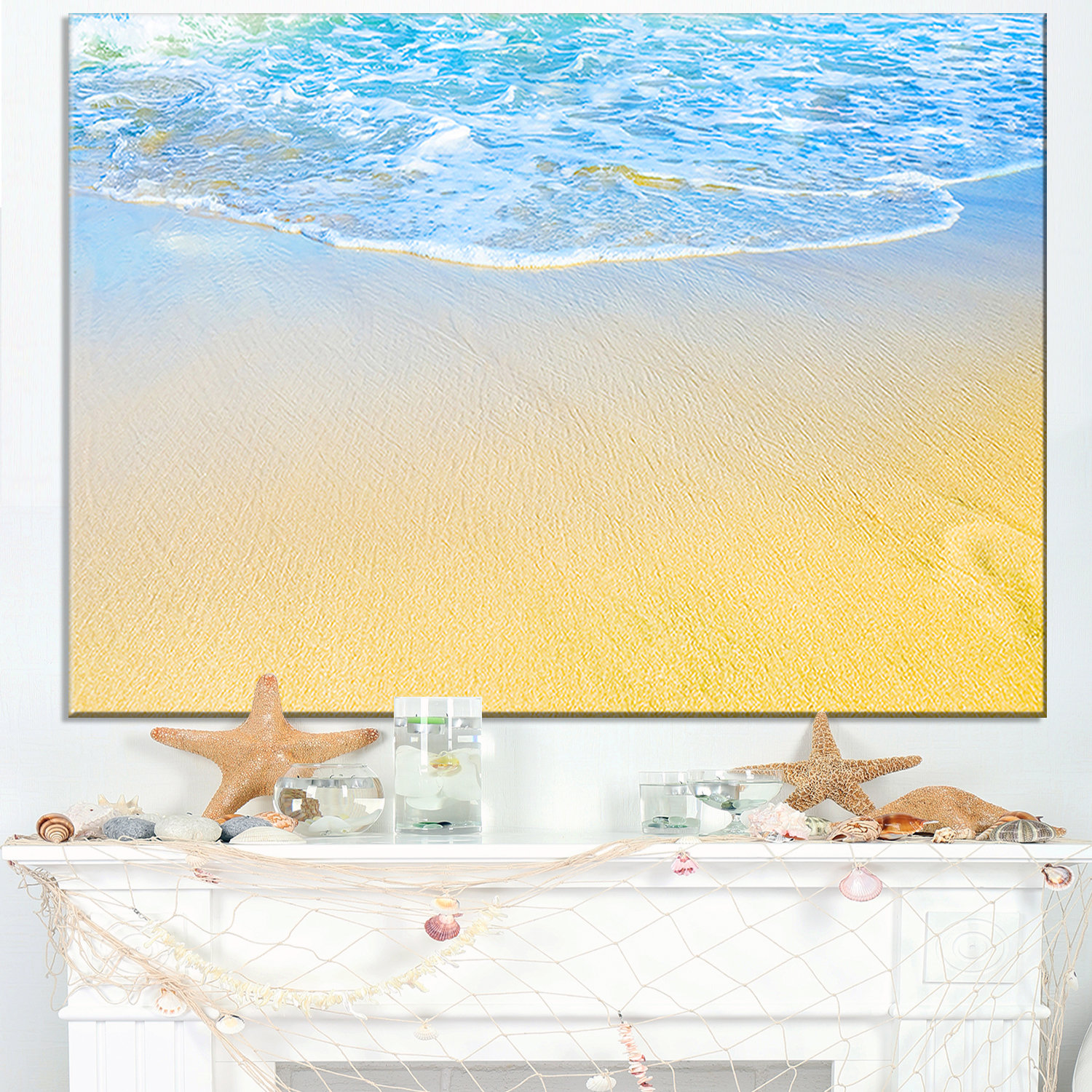 "Smooth Sea Surf Over Blue Waters" Seascape Wall Art, 40"x20" - Beach ...