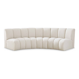 Infinity Black Boucle Fabric Upholstered Arc Shaped Modular Sectional ...