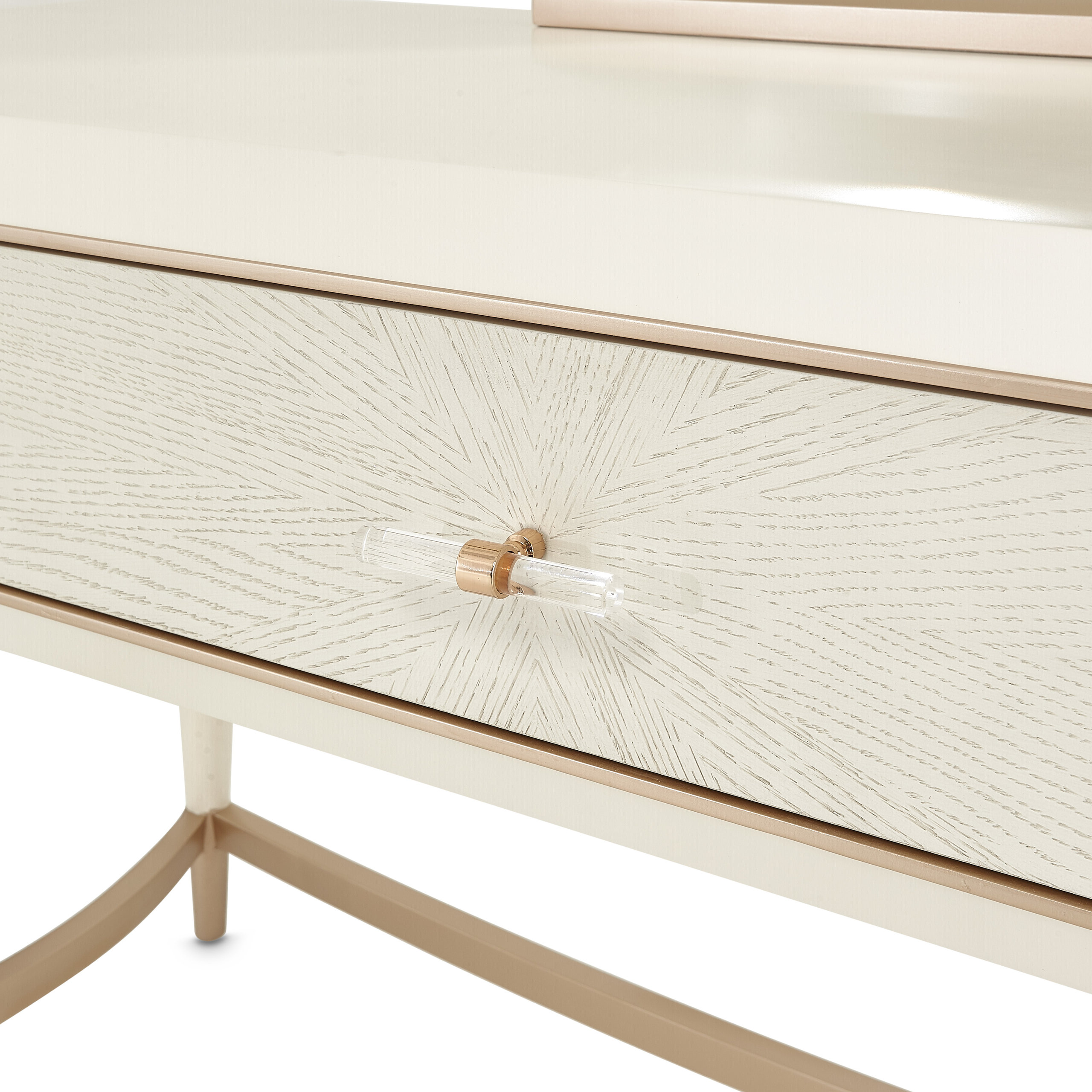 La Rachelle Vanity Set with Mirror & Chair - Medium Champagne - Midcentury - Bedroom & Makeup ...