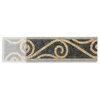 Marble Mosaic Border Insert Listello Tile Swirl Nero 4x12 Tumbled, 1 ...