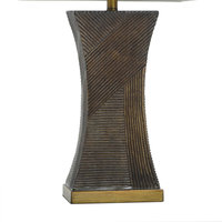 Asher - Linear Embossed Resin Table Lamp - Espresso Brown, Antique Brass - Transitional - Table ...