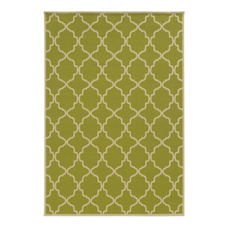 Rhodes Indoor and Outdoor Lattice Green and Ivory Rug, 3'7" x 5'6 ...