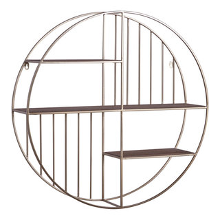 Modern Gold Metal Wall Shelf 92141, 28" x 7" x 28" - Contemporary ...