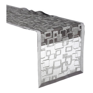 Mondrian Embroidered Geometric Design Table Runner, 16x54 ...