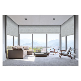 Shade by Jamie: Vertilux Roller Shades - Modern - Living Room - Austin ...