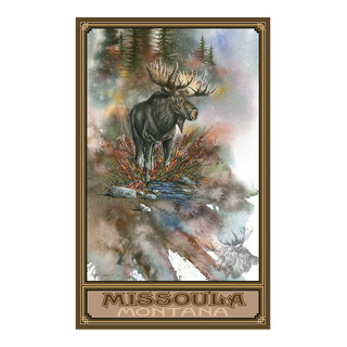 by Artist Dave Bartholet Missoula Montana Autumn Art Print, 12"x18 ...