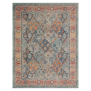 Noori Rug Low-Pile Rivaj Gray/Red Rug, 5'3" x 7'6" - Contemporary ...