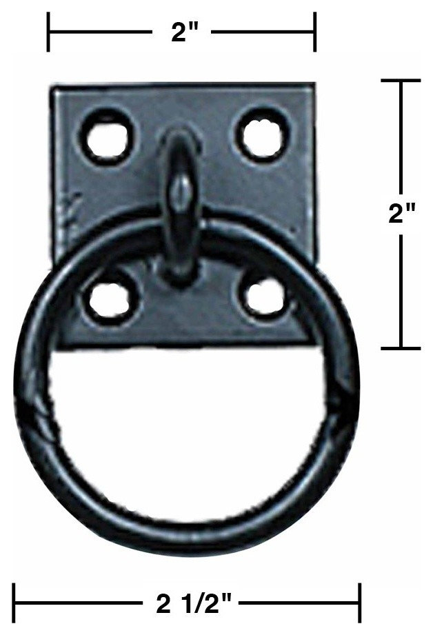 6 Black Cast Iron Ring Pulls Rustproof Finish Cabinet Hardware ...
