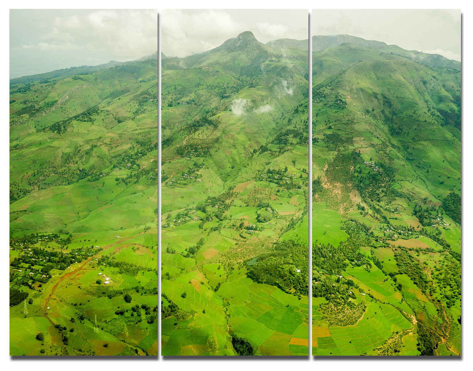 Highlands around Addis Ababa, Landscape Triptych Canvas Print, 36x28, 3 ...