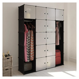 vidaXL Modular Cabinet with 14 Compartments Storage Wardrobe Black and ...