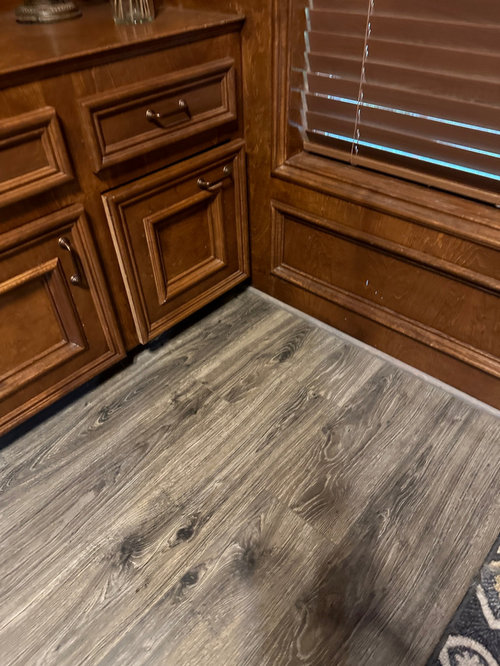 Paint it white? traditional dark wood study and grayish flooring