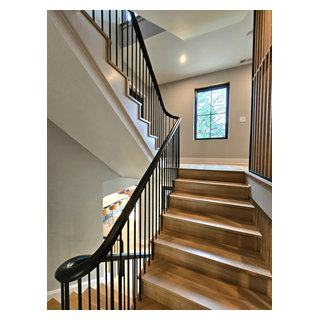115_Stunning Continuous Rail System on 3 Story Floating Stairs ...