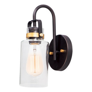 Magnolia 1-Light Wall Sconce in Bronze / Gold with Clear Glass ...