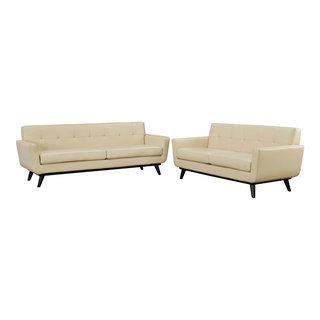 Engage 2-Piece Leather Living Room Set - Midcentury - Living Room ...