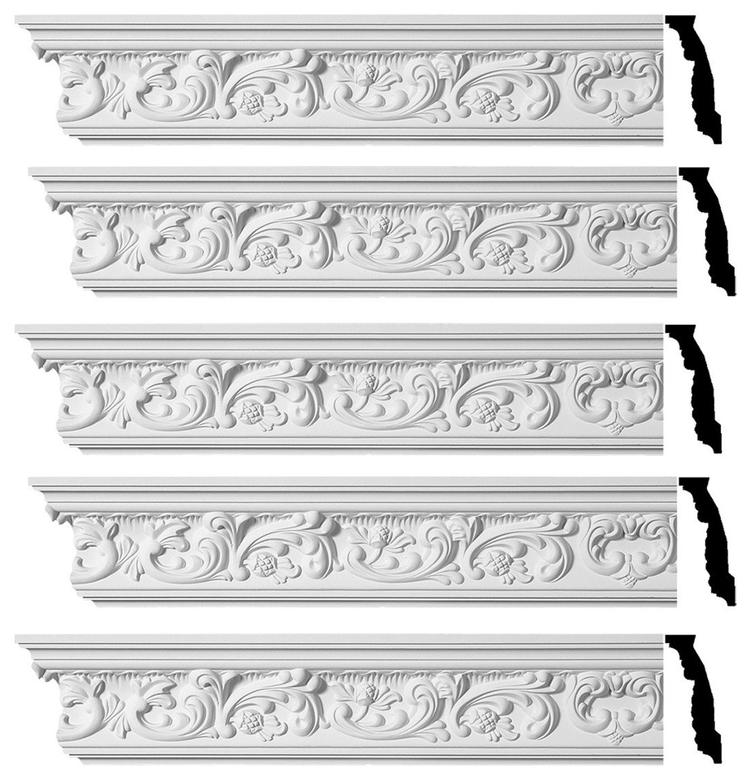 Ornate Cornice White Urethane Cannes Design 5 Pieces Totaling 470 ...