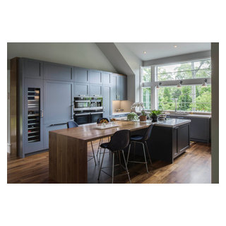 East Hampton Two Tone Grey & Solid Walnut - Transitional - Kitchen ...