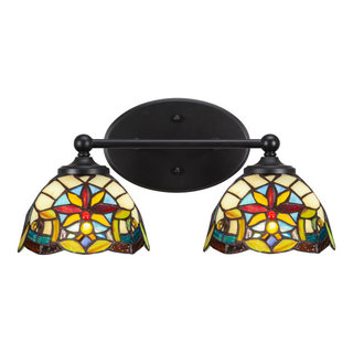 Capri 2-Light Bath Bar, Matte Black/Earth Star Art - Victorian ...