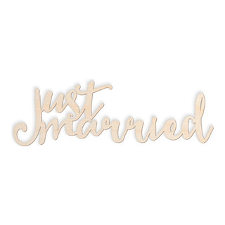 Just Married Wood Cut Sign, 12"x4" - Contemporary - Novelty Signs - by ...