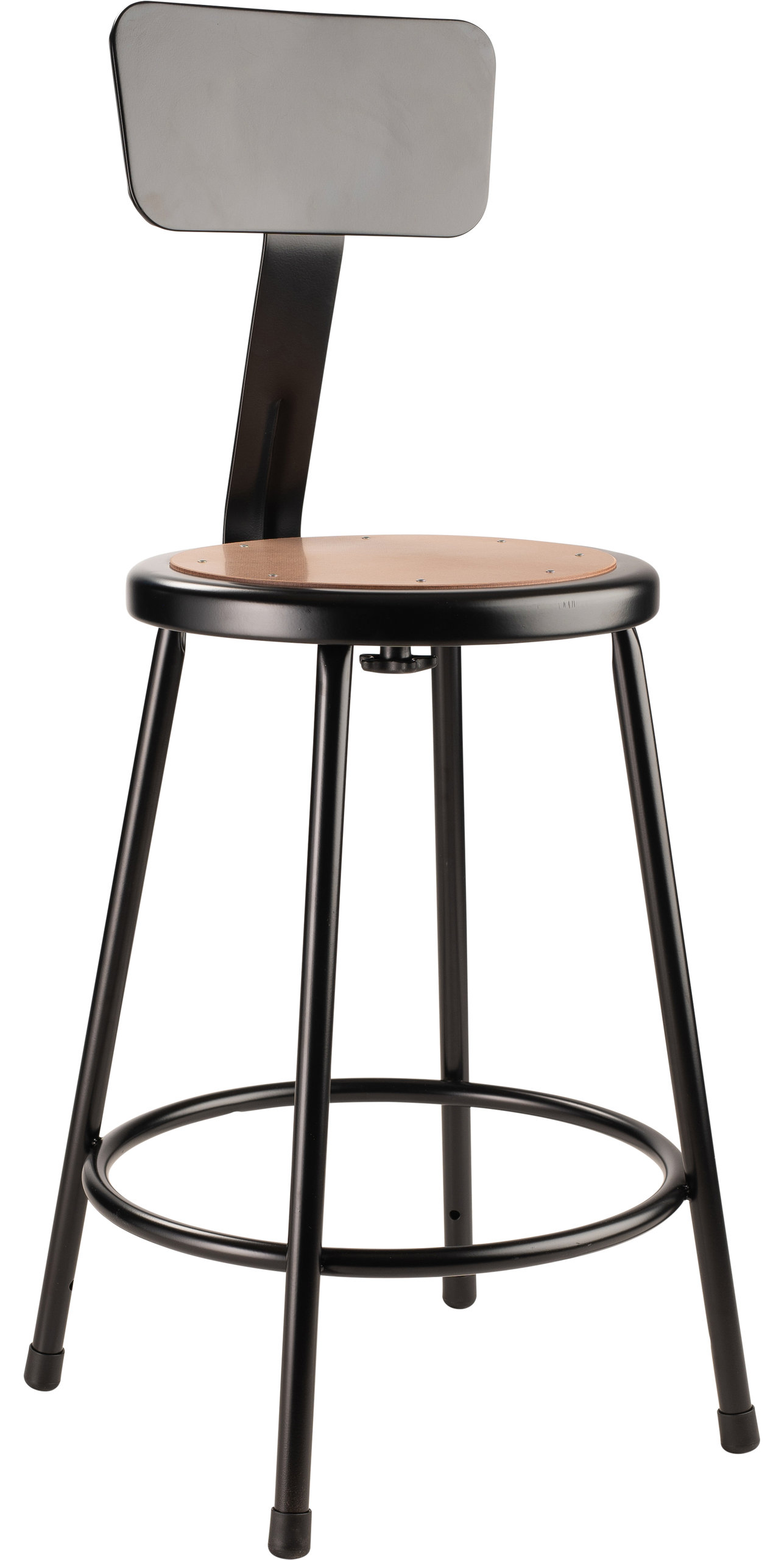 NPS Heavy Duty Steel Stool With Backrest, Black, 24 in. Height ...