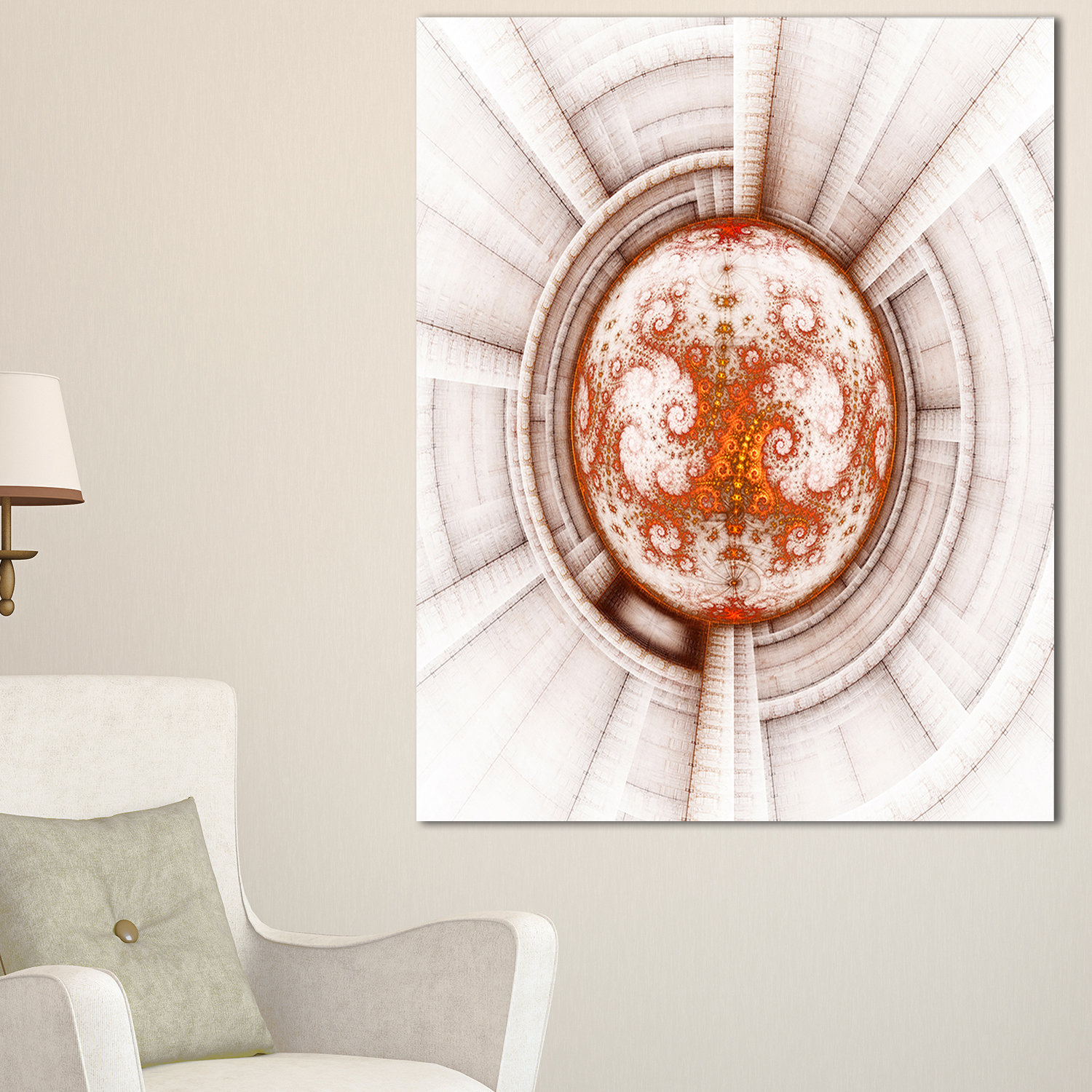 "Rounded Brown Fractal Flower" Large Abstract Canvas Artwork, 20"x40" - Contemporary - Prints ...