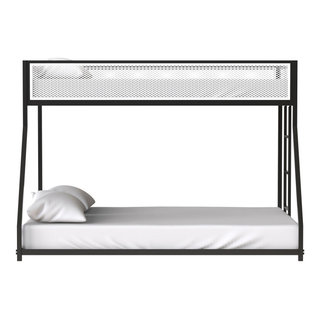 Adrian Metal Twin Size Over Full Size Bunk Bed With Mesh Guardrail ...