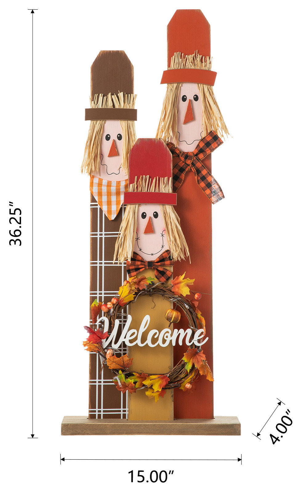 36.25" H Lighted Wooden Scarecrow Porch Decor - Traditional - Outdoor ...