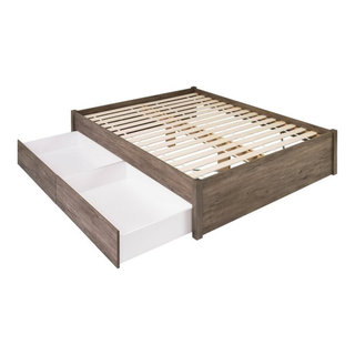 Prepac Select Queen 4-Post Platform Bed with 2 Drawers in Espresso ...