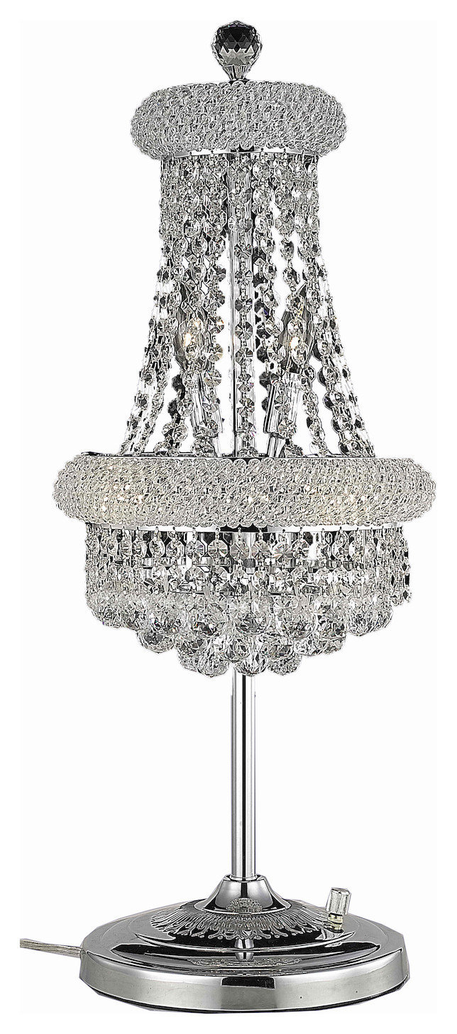Elegant 1800 Primo 6 Light 12" Royal Cut Table Lamp, Chrome/Clear - Traditional - Table Lamps ...