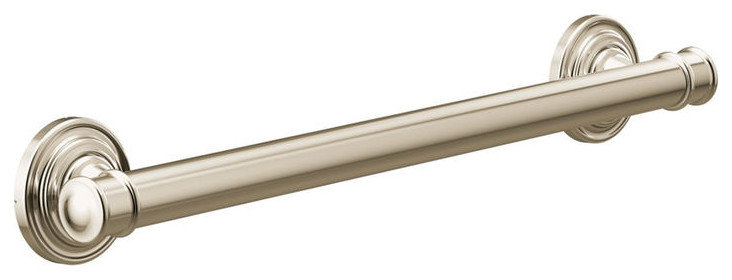Moen Polished Nickel 18in Grab Bar for Kingsley Collection, SecureMount ...