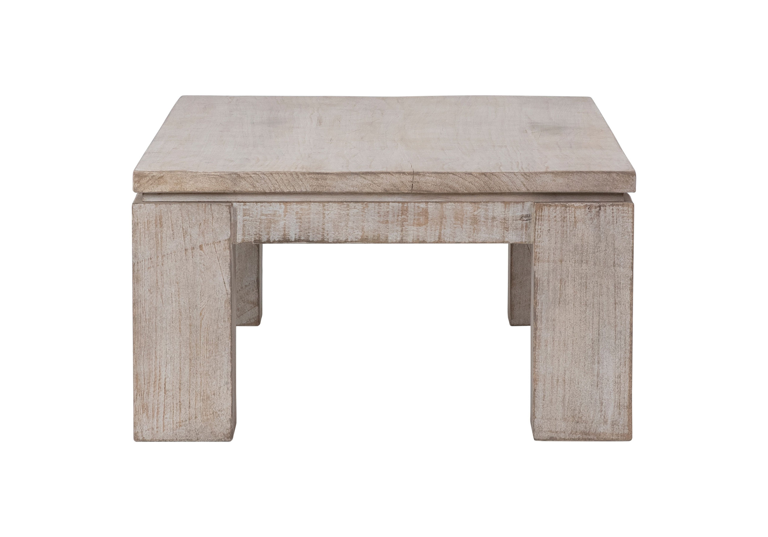 Datona 56" Rectangular Reclaimed Pine White Wash Block Feet Coffee Table - Farmhouse - Coffee ...