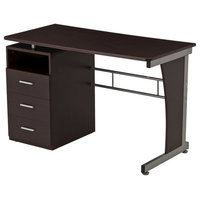 Computer Desk With Ample Storage, Chocolate, Chocolate - Contemporary ...