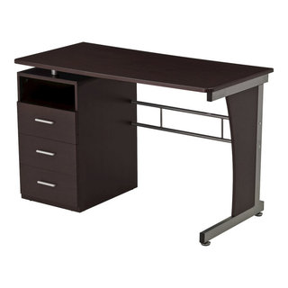 Computer Desk With Ample Storage, Chocolate, Chocolate - Contemporary ...