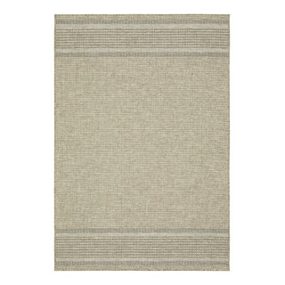 Tinley Banded Border Tan/ Black Indoor-Outdoor Area Rug, 3'3" x 5 ...