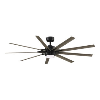Odyn Ceiling Fan, Black With Weathered Wood Blades, 72" - Transitional ...