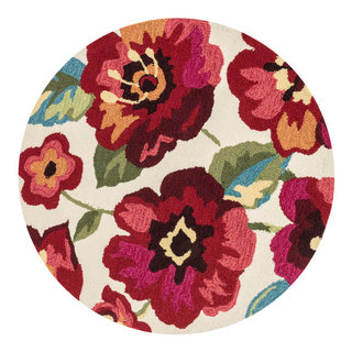 Loloi Francesca Collection Rug, Ivory and Fuchsia, 3'-0" X 3'-0" Round ...
