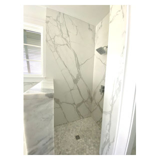 Statuario Venato Porcelain Bath and Shower - Bathroom - Miami - by ...