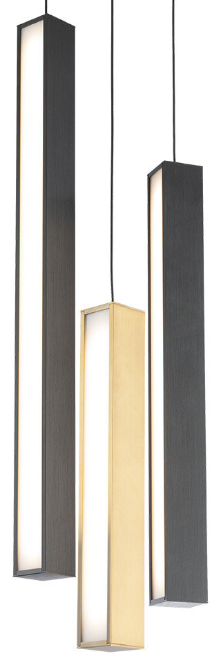 Chaos LED Pendant, Black/Aged Brass and Black - Modern - Pendant ...