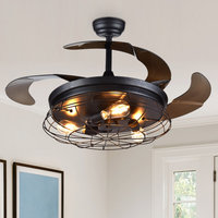 42" Vintage Industrial Ceiling Fan with Retractable Blades, Remote ...
