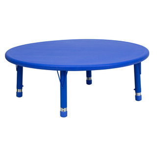 45'' Round Blue Plastic Height Adjustable Activity Table - Contemporary ...