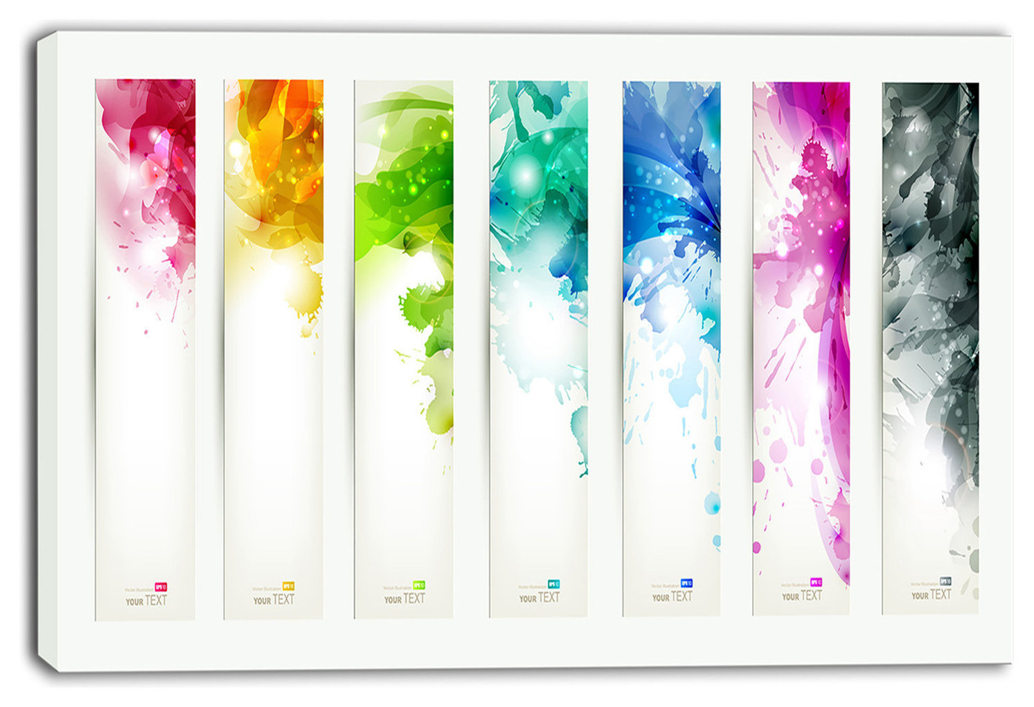 "Colorful Headers With Blots" Abstract Painting Canvas Print, 40"x20 ...