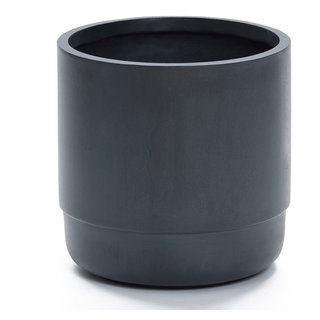 Modern Gray MgO 14.17" Round Planter - Transitional - Outdoor Pots And ...
