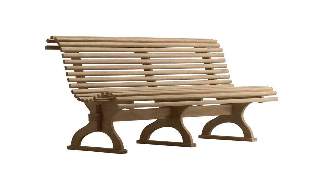 Teak Outdoor Trolley Car Bench, 6' - Contemporary - Outdoor Benches ...