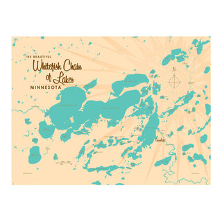 Lakebound Whitefish Chain Minnesota Map Art Print, 9"x12 ...