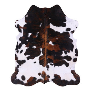7' 2" X 6' 4" Tricolor Natural Cowhide Rug C2288, 7' 2" X 6' 4 ...