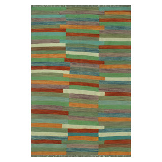 Winchester Kilim Loubna Red/Blue Rug, 4'7x6'8 - Contemporary - Area ...