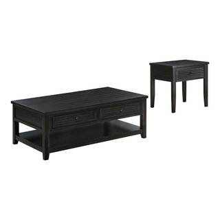 Concord 2-piece Coffee and End Table Set Distressed Java - Coffee Table ...