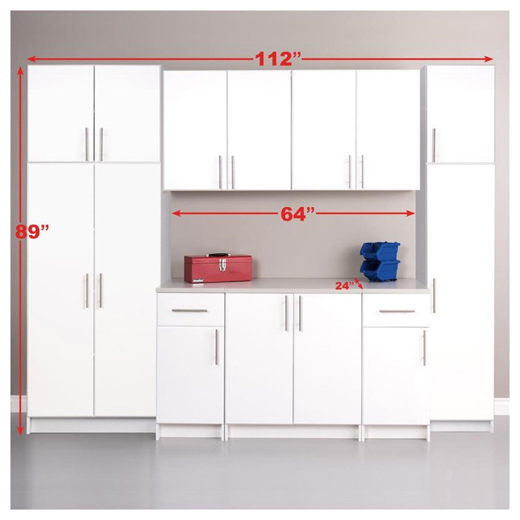 Prepac Elite Transitional Engineered Wood 9 Piece Garage Storage Set A ...