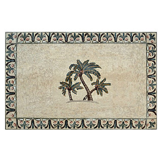 Palm Trees, Mosaic Tile Pattens, 71" x 47" - Tropical - Tile Murals ...