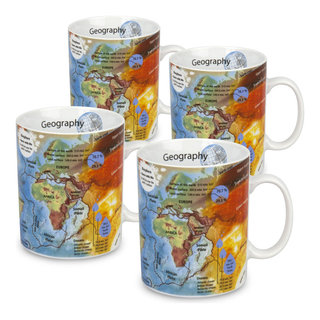 Set of 4 Mugs of Knowledge Geography - Contemporary - Mugs - by ...