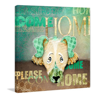 "Sad Dog" Painting Print on Wrapped Canvas, 18x18 - Contemporary ...